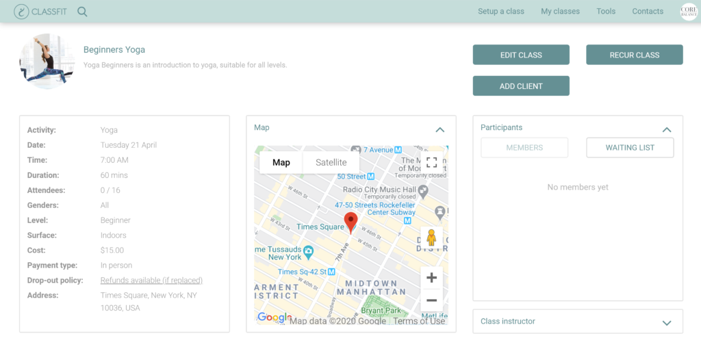 Adding clients to classes - ClassFit