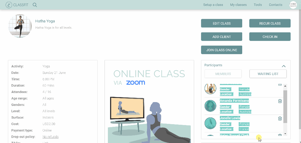 How To Print A List Of Class Attendees ClassFit
